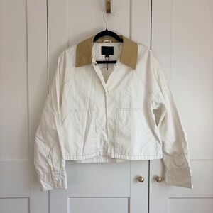 Zara | Jackets & Coats | Zara Cream Utility Jacket With Tan Collar S ...